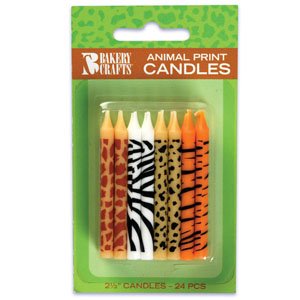 24 pc safari wild animal print birthday cake candles