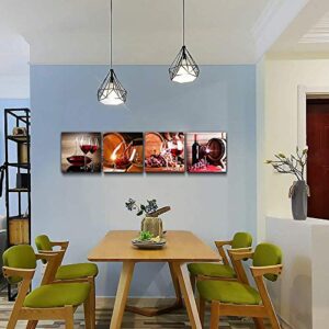 Canvas Wall Art For Kitchen Dining Room Wall Decor Wine Glass Wall Pictures Still Life Wine Fruit Goblet Canvas Prints Artwork Bar Wall Paintings Restaurant Wall Decorations Home Decor 4 Piece Set