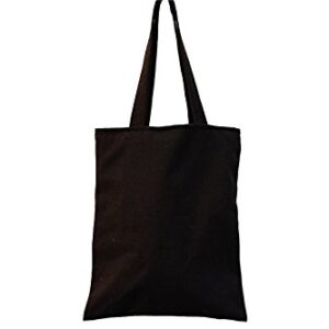 Nuni Unisex DIY Plain Solid Black Canvas Tote Bag, Black/ No Closure, Medium