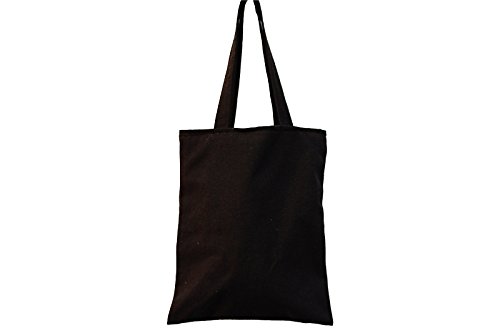 Nuni Unisex DIY Plain Solid Black Canvas Tote Bag, Black/ No Closure, Medium