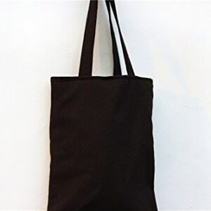 Nuni Unisex DIY Plain Solid Black Canvas Tote Bag, Black/ No Closure, Medium