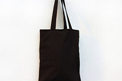 Nuni Unisex DIY Plain Solid Black Canvas Tote Bag, Black/ No Closure, Medium