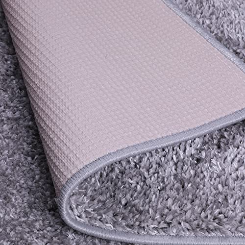 Indoor Solid Design Non-Slip Rubberback 2x5 Modern Runner Rug for Hallway, Kitchen, Living Room, Bedroom, 20" x 59", Dark Gray