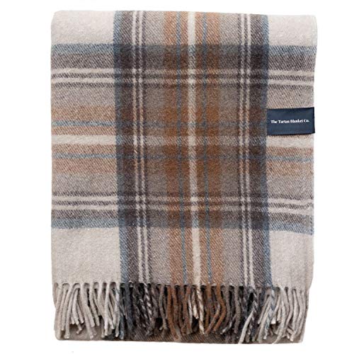 The Tartan Blanket Co. Recycled Wool Knee Blanket Stewart Natural Dress Tartan 28" x 65"