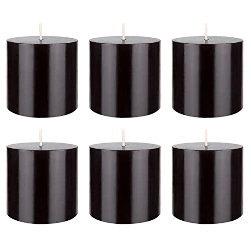 Mega Candles 6 pcs Unscented Black Round Pillar Candle, Hand Poured Premium Wax Candles 3 Inch x 3 Inch, Home Décor, Wedding Receptions, Baby Showers, Birthdays, Celebrations, Party Favors & More