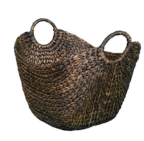 BirdRock Home Water Hyacinth Laundry Baskets (Espresso) - One Basket Included - Hand Woven