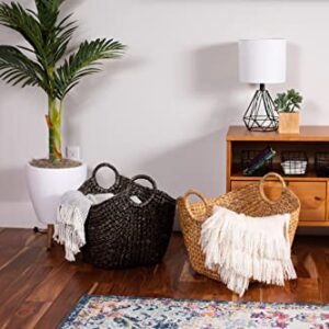 BirdRock Home Water Hyacinth Laundry Baskets (Espresso) - One Basket Included - Hand Woven