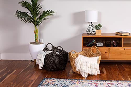 BirdRock Home Water Hyacinth Laundry Baskets (Espresso) - One Basket Included - Hand Woven