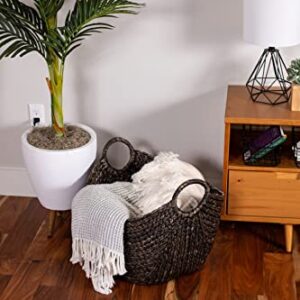 BirdRock Home Water Hyacinth Laundry Baskets (Espresso) - One Basket Included - Hand Woven