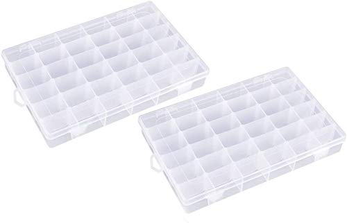 Bulfyss Transparent Jewellery Case | Organiser With Adjustable Dividers | Multipurpose Storage of Pills, Stationery, Screws | Light-Weight & Travel Friendly | Pack of 2, transparent 28 x 19 x 4.5 cm