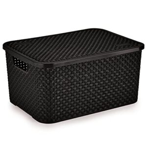 nitron rattan organizer basket, g, black/black