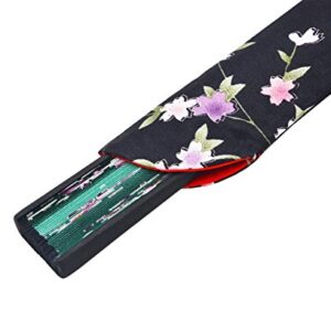 Amajiji® Charming Elegant Modern Woman Handmade Bamboo Silk 8.27" (21cm) Folding Pocket Purse Hand Fan/Chinese Japanese Vintage Retro Style Handheld Folding Fan (Green)