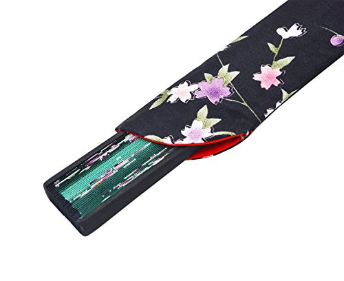 Amajiji® Charming Elegant Modern Woman Handmade Bamboo Silk 8.27" (21cm) Folding Pocket Purse Hand Fan/Chinese Japanese Vintage Retro Style Handheld Folding Fan (Green)