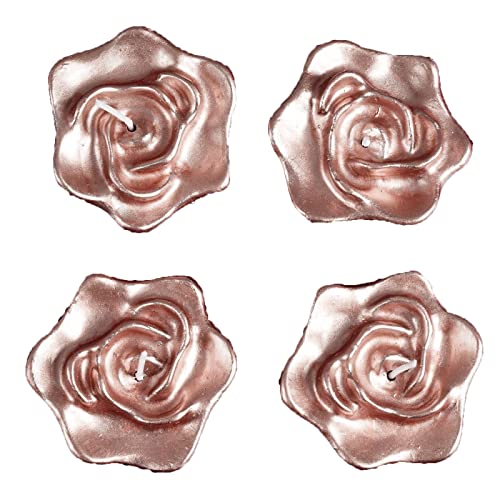 BalsaCircle 24 pcs Rose Gold 2.5-Inch Roses Flowers Floating Candles for Wedding Party Birthday Centerpieces Decorations Supplies