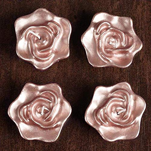 BalsaCircle 24 pcs Rose Gold 2.5-Inch Roses Flowers Floating Candles for Wedding Party Birthday Centerpieces Decorations Supplies