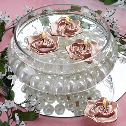 BalsaCircle 24 pcs Rose Gold 2.5-Inch Roses Flowers Floating Candles for Wedding Party Birthday Centerpieces Decorations Supplies