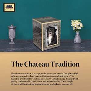 Chateau Urns - Society Collection - Photo Keepsake Cremation Urn - Memorial Box for Ashes - Small (up to 46 lbs) - Coastal Gray Finish