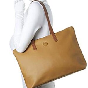 JOY Mangano Luxe Genuine Leather Handbag, Chic Crossbody Plus Shopper Tote ~ Stone