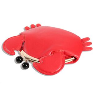 Magicor Cute Crab Crossbody Shoulder Bag Clasp Closure PU Leather Handbag Purse For Women Girl(red)