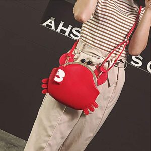 Magicor Cute Crab Crossbody Shoulder Bag Clasp Closure PU Leather Handbag Purse For Women Girl(red)