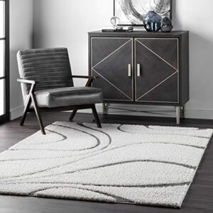 nuloom carolyn modern shag area rug, 6′ 7″ x 9′, beige