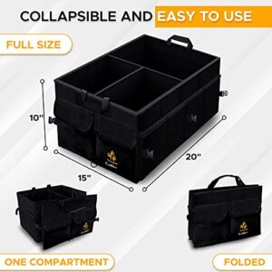 EcoNour Trunk Organizer for Car | Storage Organizer With Detachable Dividers for SUV | Collapsible Multi Compartment Groceries Organizer with Adjustable Straps | Car & Truck Accessories