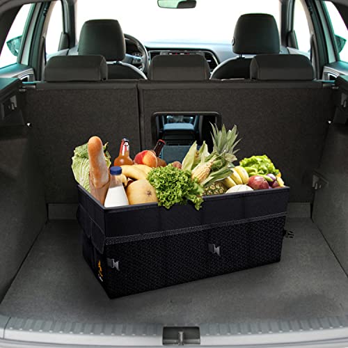 EcoNour Trunk Organizer for Car | Storage Organizer With Detachable Dividers for SUV | Collapsible Multi Compartment Groceries Organizer with Adjustable Straps | Car & Truck Accessories