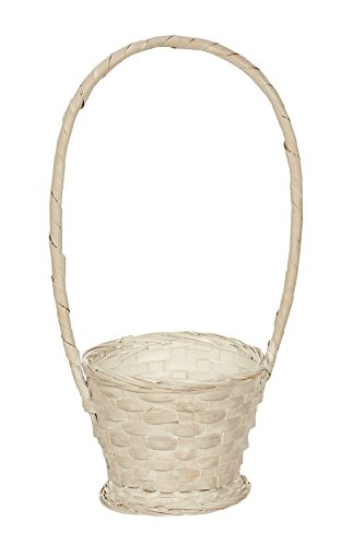 Napco Woven White Wash Basket with Handle