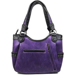 Justin West Tribal Dream Catcher Feather Embroidered CCW Concealed Carry Handbag (Purple Tote Only)