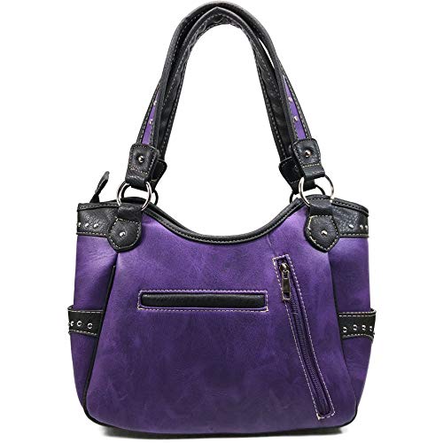 Justin West Tribal Dream Catcher Feather Embroidered CCW Concealed Carry Handbag (Purple Tote Only)