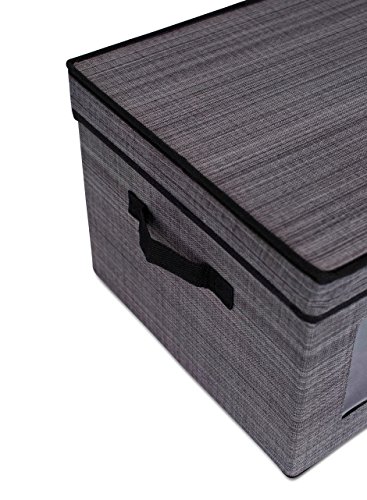 Internet's Best Storage Box with Window - Durable Storage Bin Basket Containers with Lids and Handles - Clothes Nursery Toys Organizer - Grey