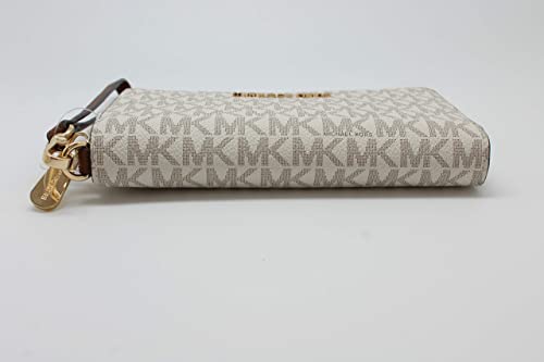 Michael Kors Jet Set Travel Large Flat Multifunction Phone Case Wristlet (Vanilla/Dark Acorn)