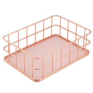 FTVOGUE Makeup Storage Basket Organizer, Rose Gold Mesh Cosmetic Storage Holder Shelves for Makeup Brush Pen Holder(C)