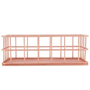 FTVOGUE Makeup Storage Basket Organizer, Rose Gold Mesh Cosmetic Storage Holder Shelves for Makeup Brush Pen Holder(C)