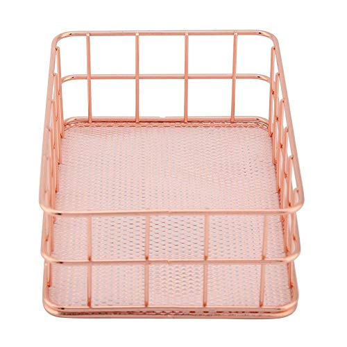 FTVOGUE Makeup Storage Basket Organizer, Rose Gold Mesh Cosmetic Storage Holder Shelves for Makeup Brush Pen Holder(C)