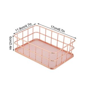 FTVOGUE Makeup Storage Basket Organizer, Rose Gold Mesh Cosmetic Storage Holder Shelves for Makeup Brush Pen Holder(C)