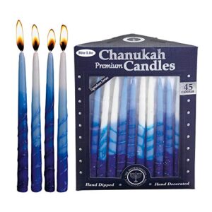 rite lite premium dripless blue & white hanukkah candles – bulk value pack of 45 – decorative & fits most menorahs jewish holiday party favors accessories decorations for all 8 nights of chanukah