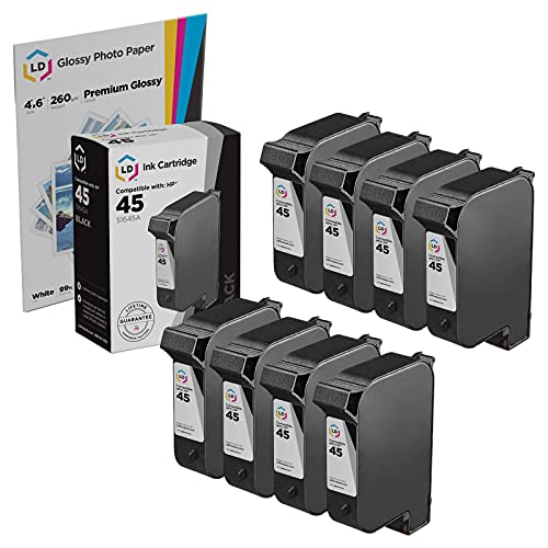 LD Products Remanufactured HP 45 51645A Ink Cartridge Compatible Replacement for PhotoSmart 1000 1100 1100xi 1115 1115cvr 1215 1215vm 1218 1315 1315vm P1000 P1000xi P1100 P1100xi P2100 (Black, 8-Pack)