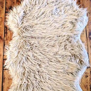 Soft Faux Sheepskin Lamb Fur Chair Cover, Seat Cover, Area Rug, Mat, Baby Blanket, 2 x 3 Feet - Natural (Oatmeal, Beige, Tan,