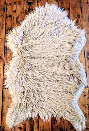 Soft Faux Sheepskin Lamb Fur Chair Cover, Seat Cover, Area Rug, Mat, Baby Blanket, 2 x 3 Feet - Natural (Oatmeal, Beige, Tan,