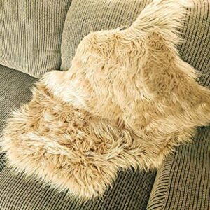 Soft Faux Sheepskin Lamb Fur Chair Cover, Seat Cover, Area Rug, Mat, Baby Blanket, 2 x 3 Feet - Natural (Oatmeal, Beige, Tan,