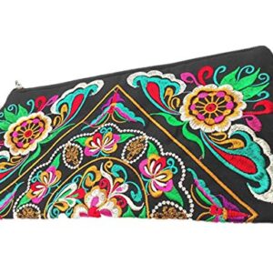 Clutch Purse, Embroidery Flower Clutch Handbag Evening Bags Handbags Wristlet Clutches Bag Wallet Summer Beach Bag for Women