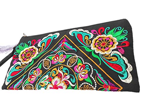 Clutch Purse, Embroidery Flower Clutch Handbag Evening Bags Handbags Wristlet Clutches Bag Wallet Summer Beach Bag for Women