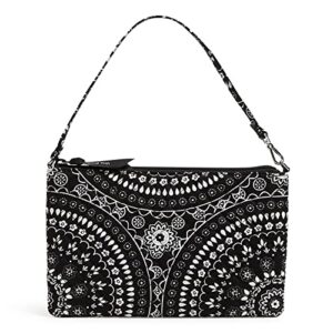 vera bradley women’s cotton convertible wristlet with rfid protection, black bandana medallion, one size