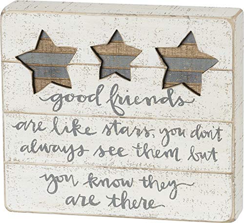 Primitives by Kathy Good Friends Are Like Stars Hand-Lettered Home Décor Sign, 8" x 7"