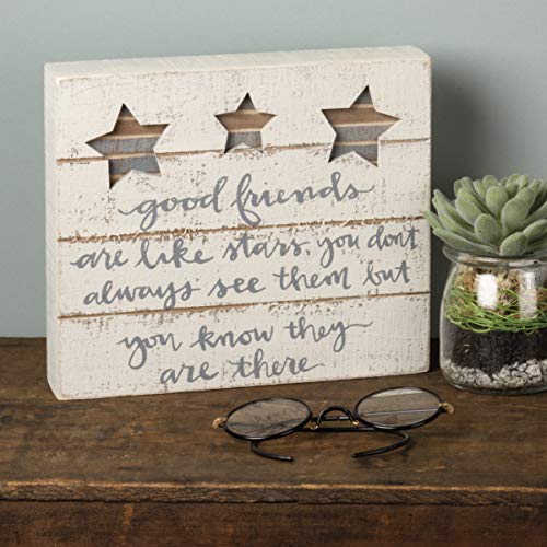 Primitives by Kathy Good Friends Are Like Stars Hand-Lettered Home Décor Sign, 8" x 7"