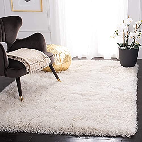 SAFAVIEH Venice Shag Collection 5' x 8' Pearl SG256P Handmade Glam 3-inch Extra Thick Area Rug