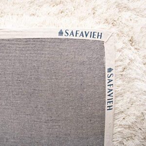 SAFAVIEH Venice Shag Collection 5' x 8' Pearl SG256P Handmade Glam 3-inch Extra Thick Area Rug