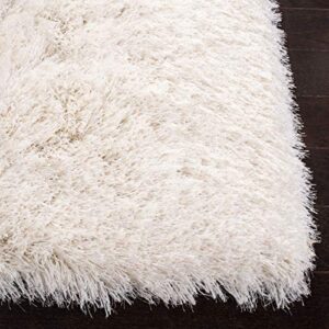 SAFAVIEH Venice Shag Collection 5' x 8' Pearl SG256P Handmade Glam 3-inch Extra Thick Area Rug