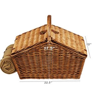 Picnic at Ascot Picnic Basket, 23" wide x 15.5" deep x 9.25" high, Wicker with Gazebo Plates/Napkins